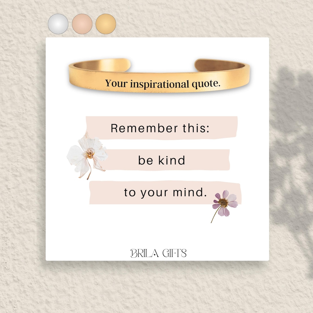 Be Kind to Your Mind, Motivational Card, Reminder Bracelet, Mantra ...