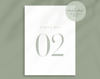 Minimalist Sage Green Wedding Table Numbers Printable - Etsy