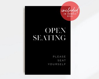 Modern Open Seating Printable Modern Open Seating Sign | Etsy