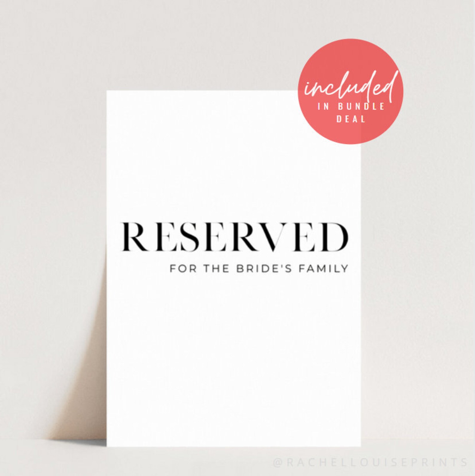 Modern Wedding Reserved Sign Modern Reserved Printable Reserved for ...