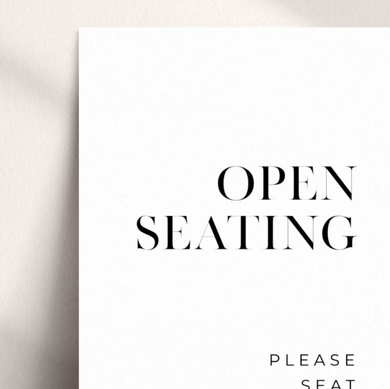 Modern Open Seating Printable Modern Open Seating Sign Modern Black ...