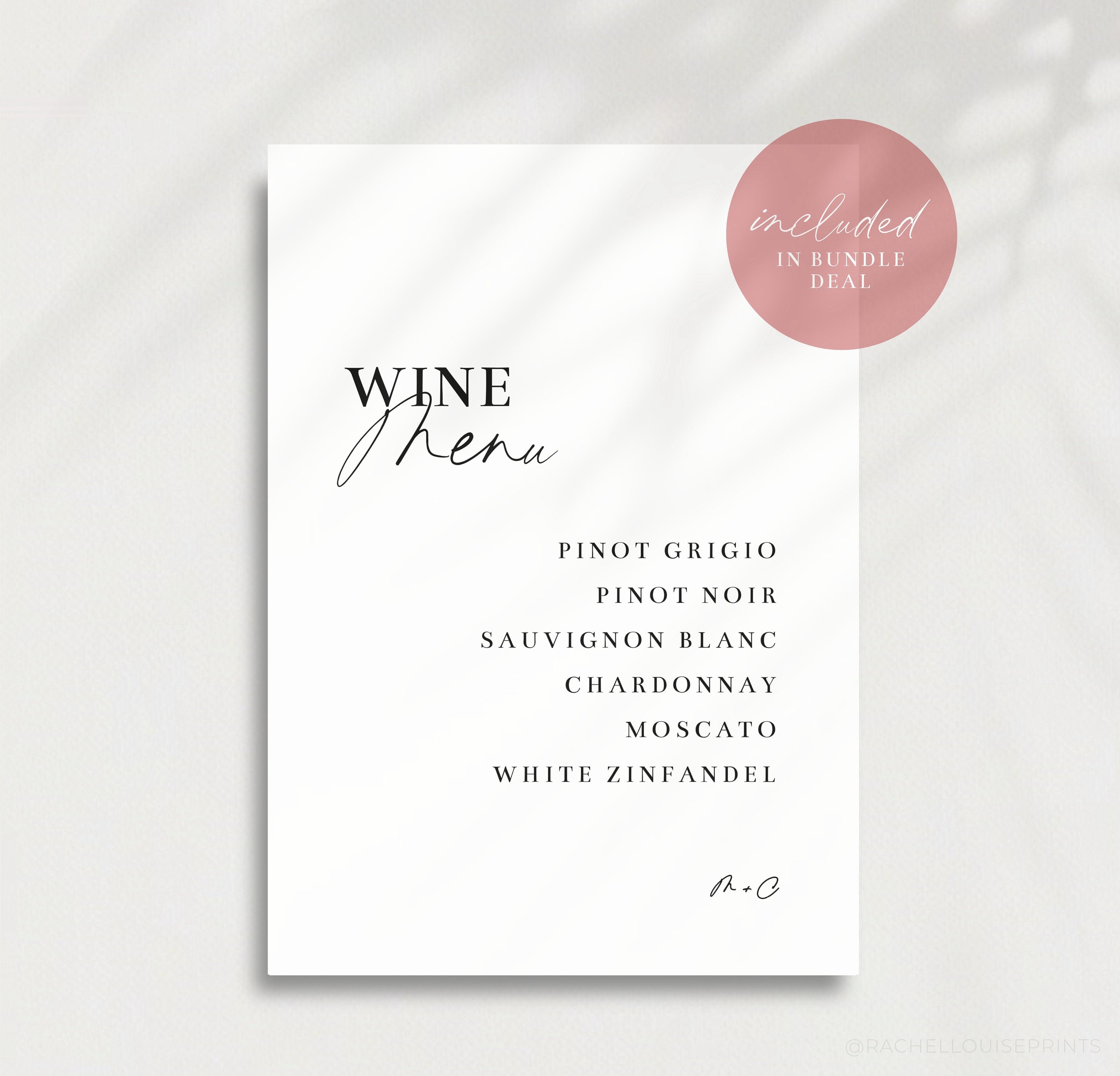 Wine Menu Modern Wedding Bar Menu Template Modern Wine Menu Modern ...