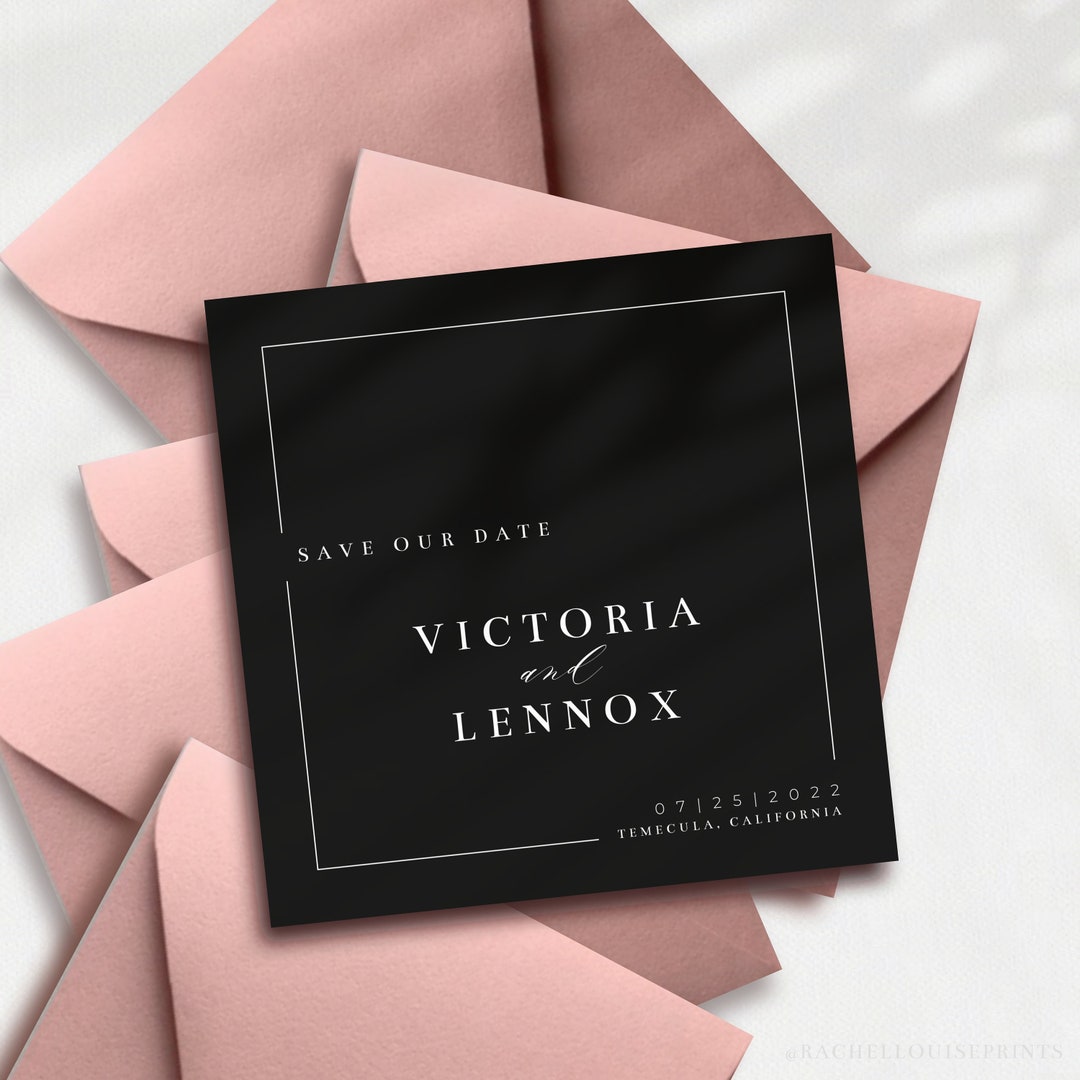 LUXE Modern Save the Date Modern Square Save the Date Modern Black Save ...