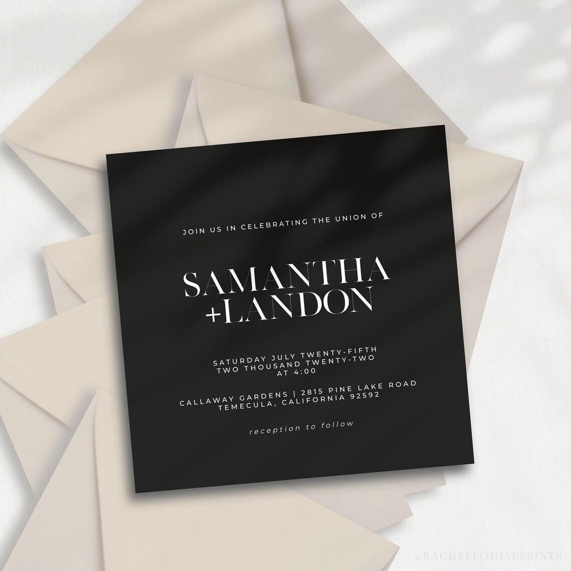 MANHATTAN Modern Square Wedding Invitation Printable Square Wedding ...