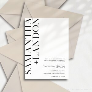 MANHATTAN Modern White Wedding Invitation Printable Wedding Invitation ...