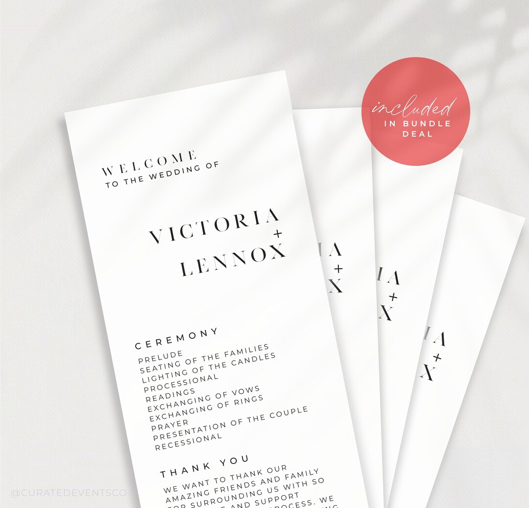 Modern Wedding Program Modern White Wedding Program Wedding Program ...