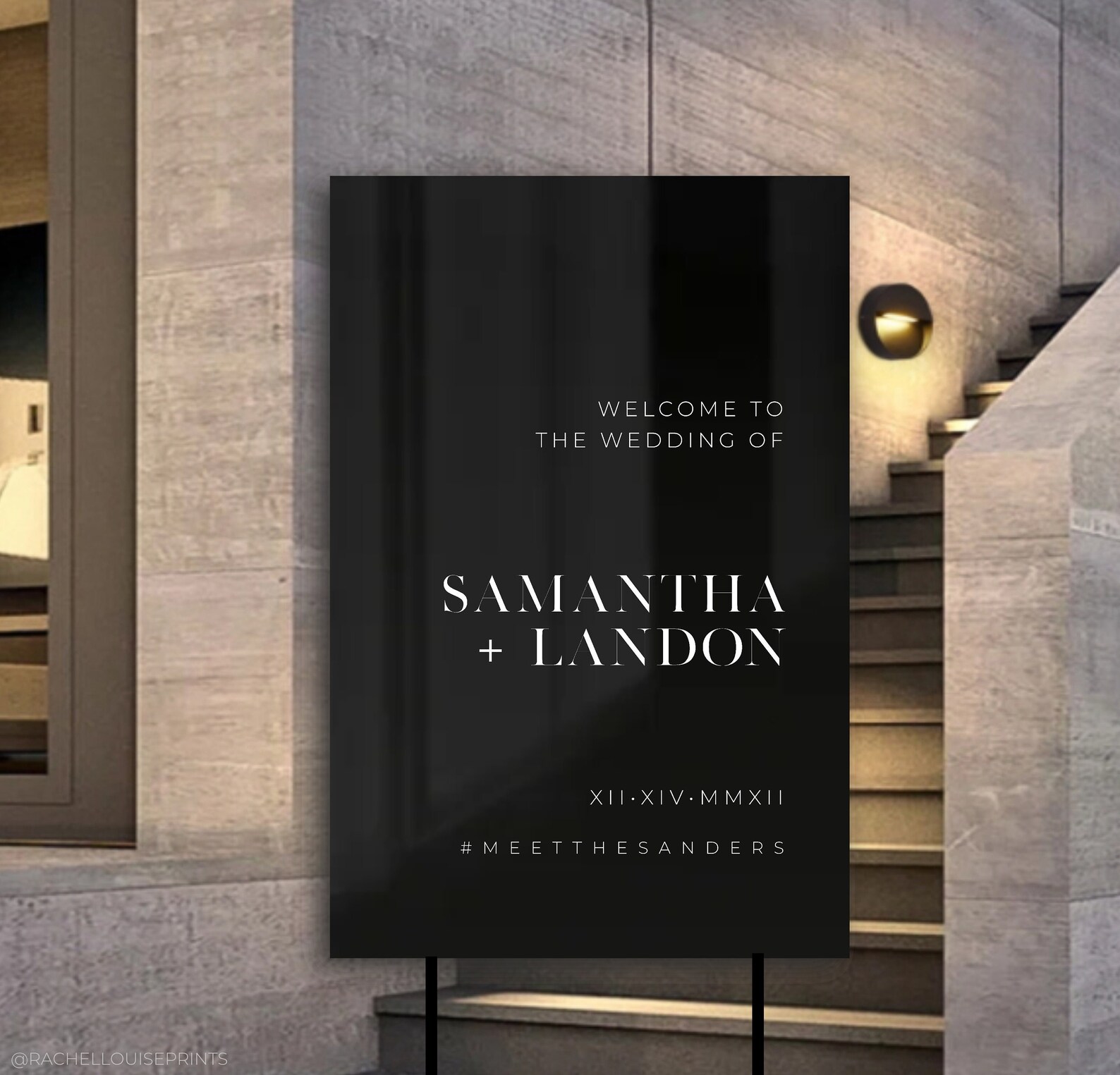 Modern Black Wedding Welcome Sign Edgy Black Welcome Sign Modern Black ...