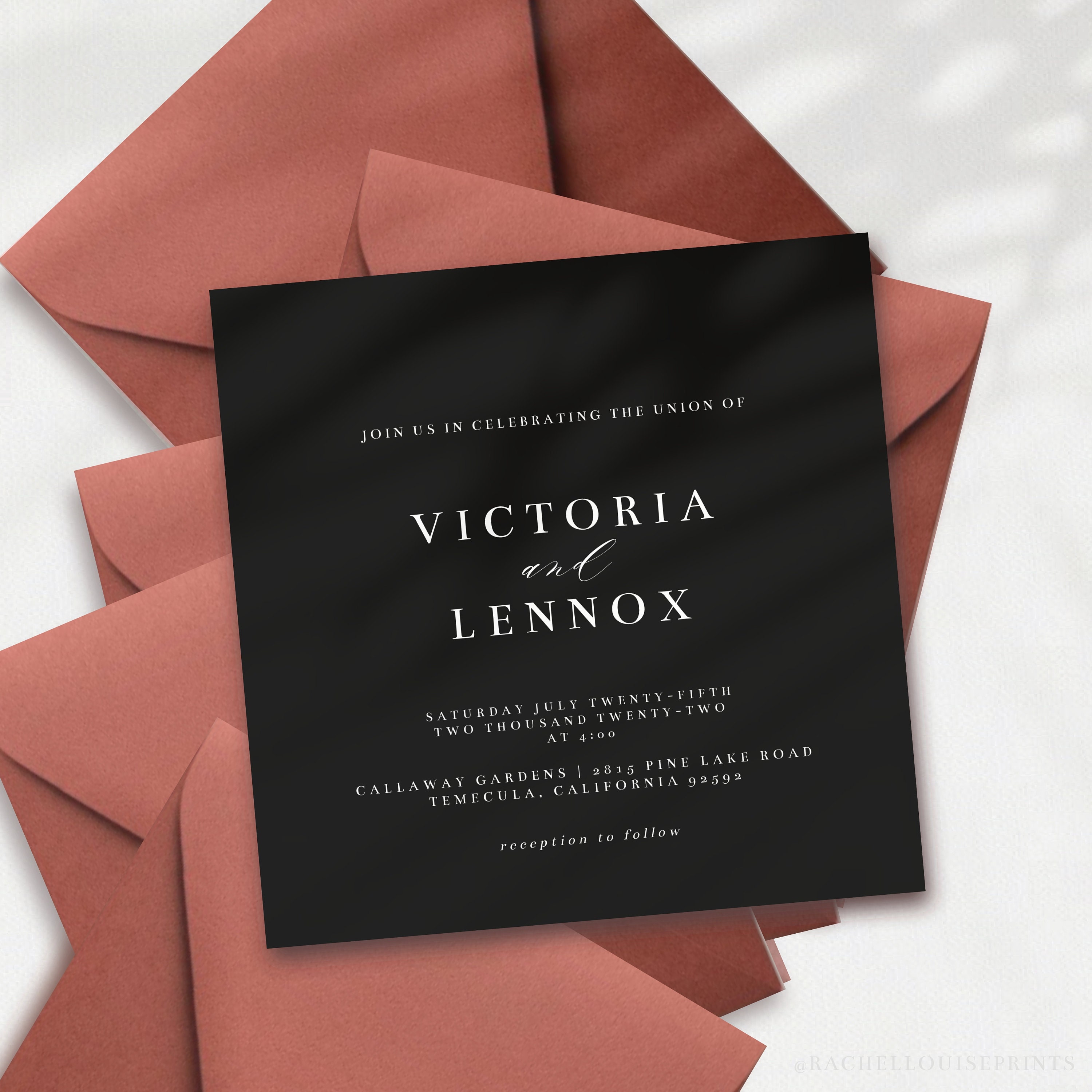 LUXE Square Wedding Invitation Invitation Suite Printable Square ...