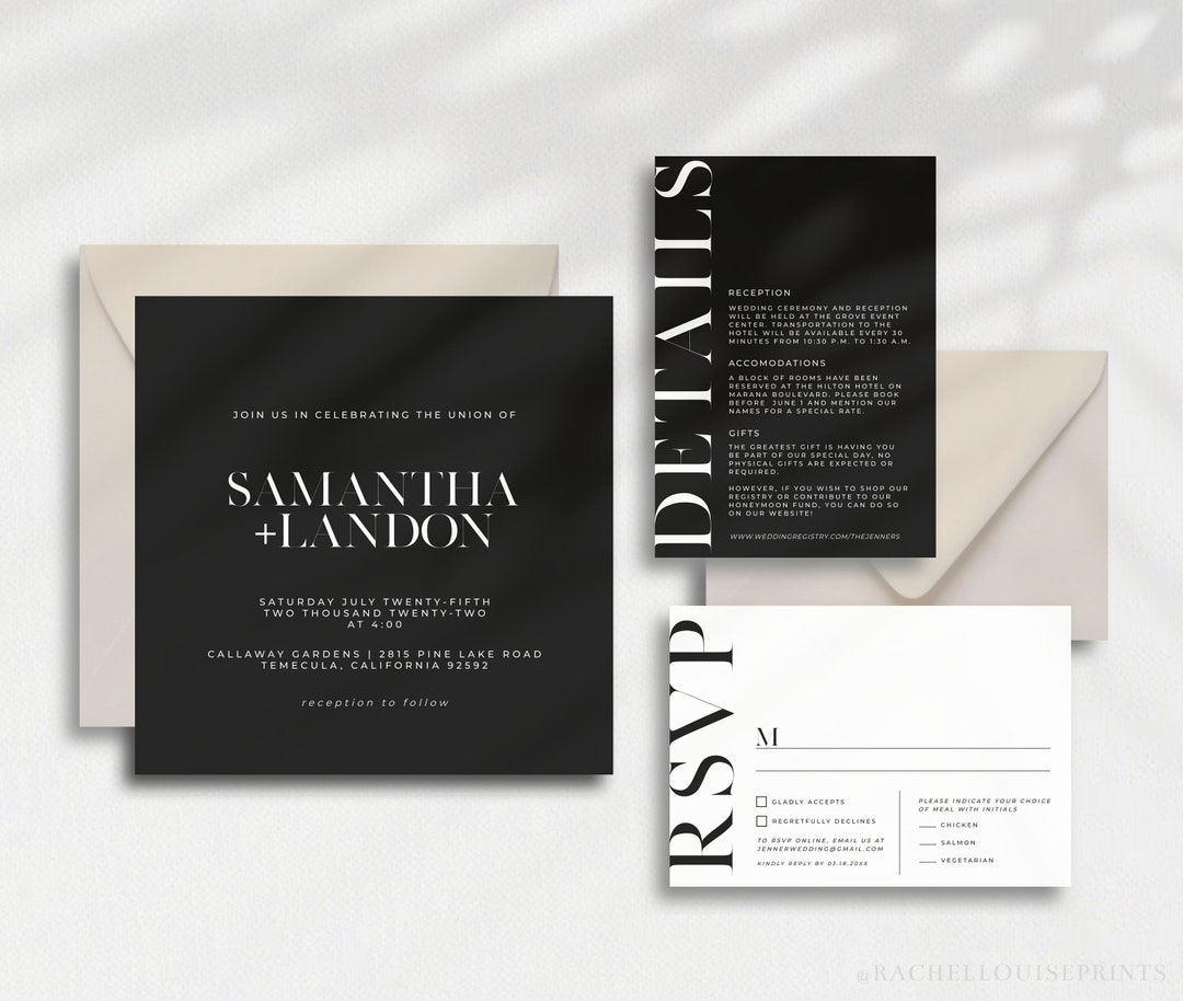MANHATTAN Modern Square Wedding Invitation Printable Square Wedding ...