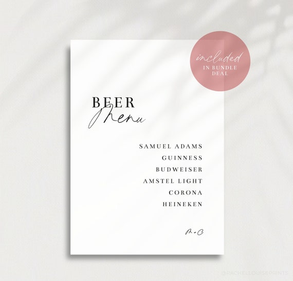 Modern Beer Menu Sign Beer Menu Template Modern Bar Sign - Etsy