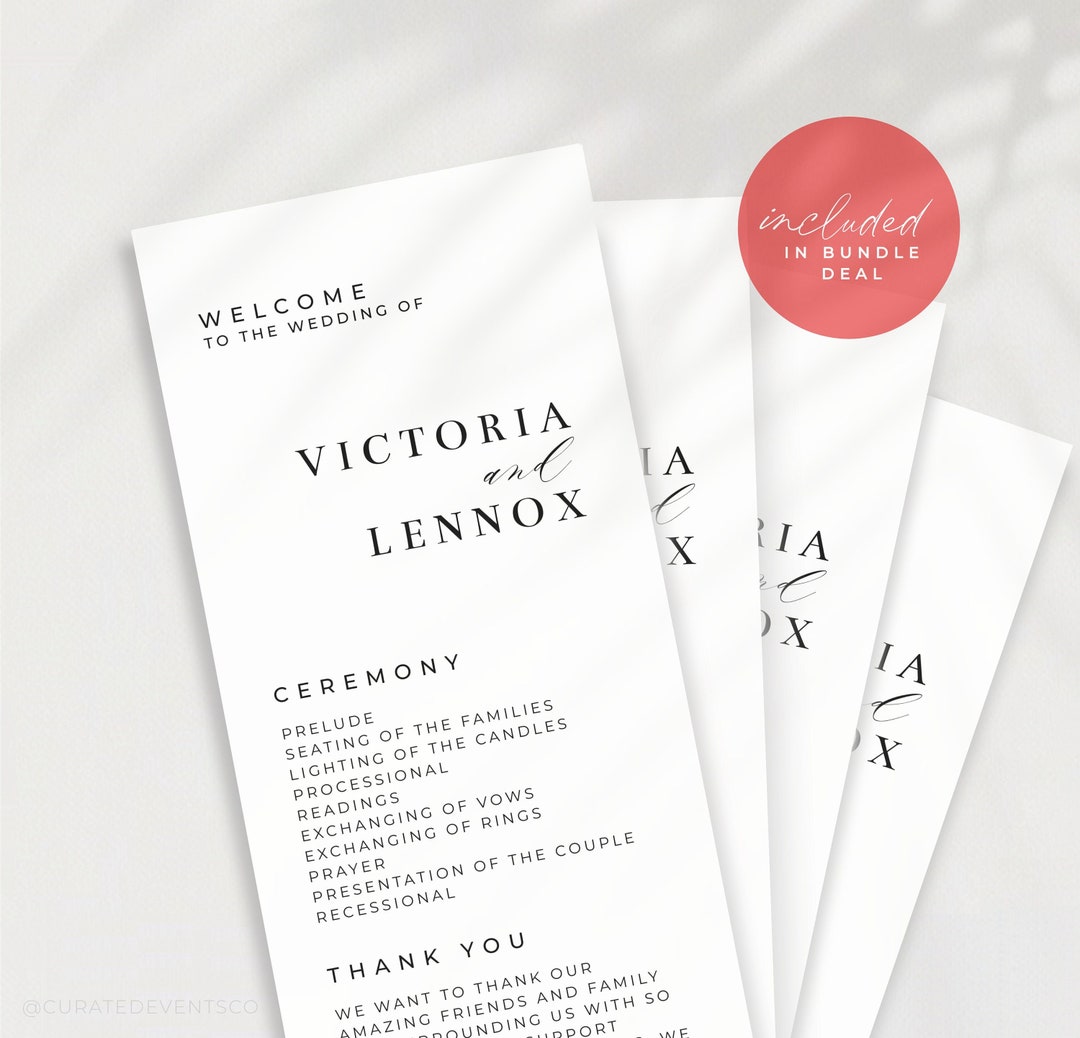 Modern Wedding Program Modern Script Wedding Program Wedding Program ...