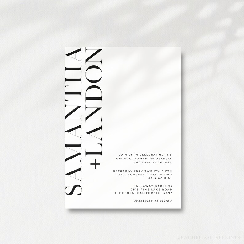 Modern White Wedding Invitation Printable Wedding Invitation - Etsy UK