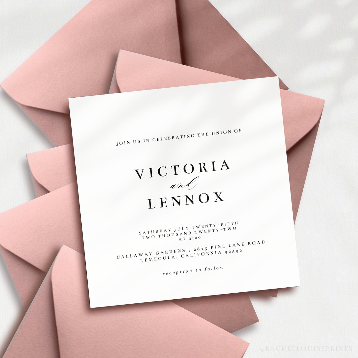 LUXE Square Wedding Invitation Invitation Suite Printable Square ...