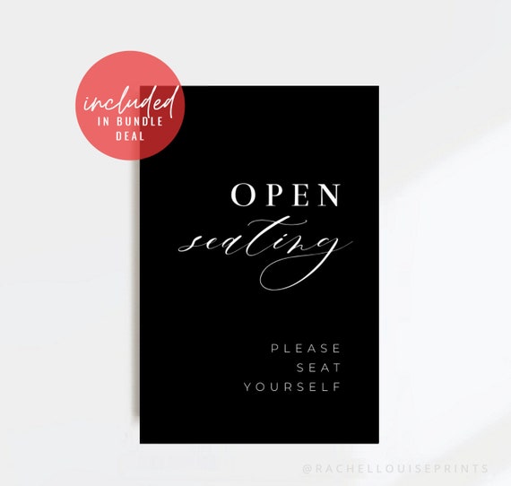 Open Seating Printable Open Seating Sign Seat Yourself | Etsy