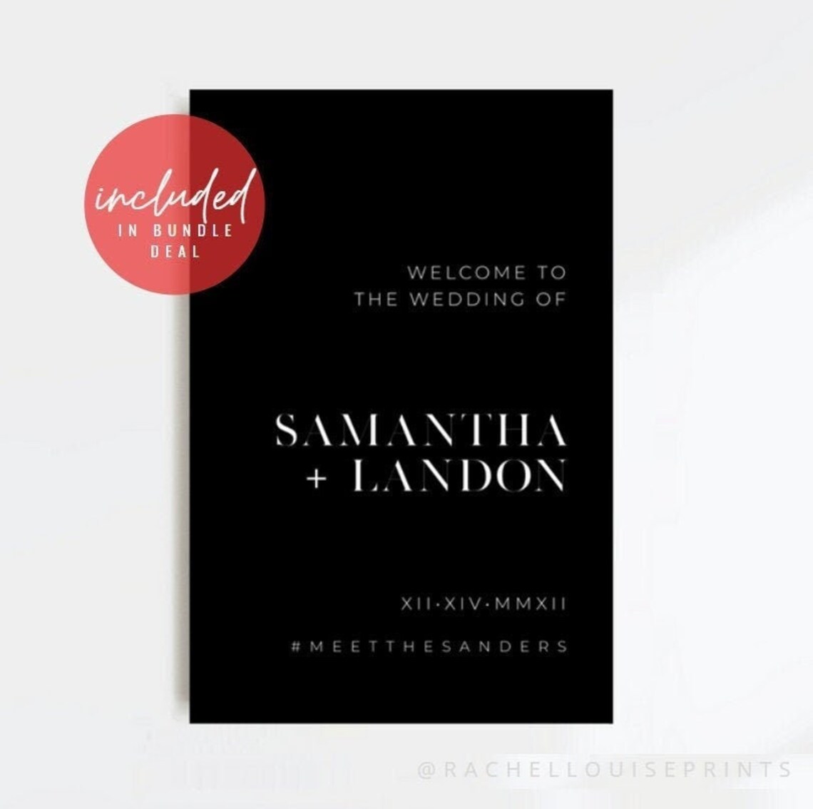 Modern Black Wedding Welcome Sign Edgy Black Welcome Sign Modern Black ...