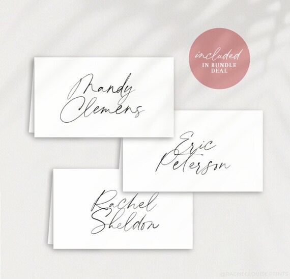 Modern Script Place Cards Casual Script Wedding Escort Cards | Etsy