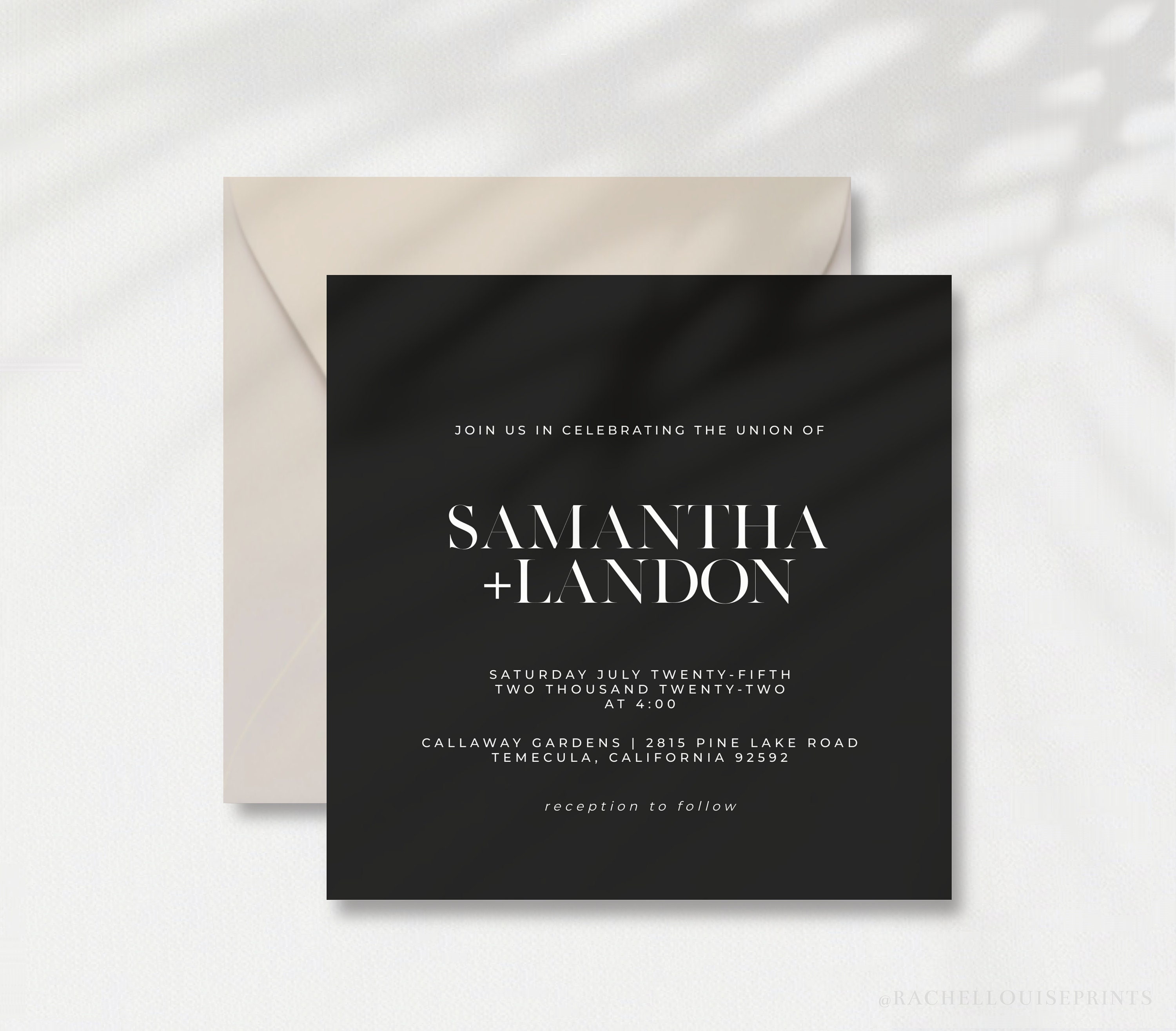 MANHATTAN Modern Square Wedding Invitation Printable Square Wedding ...