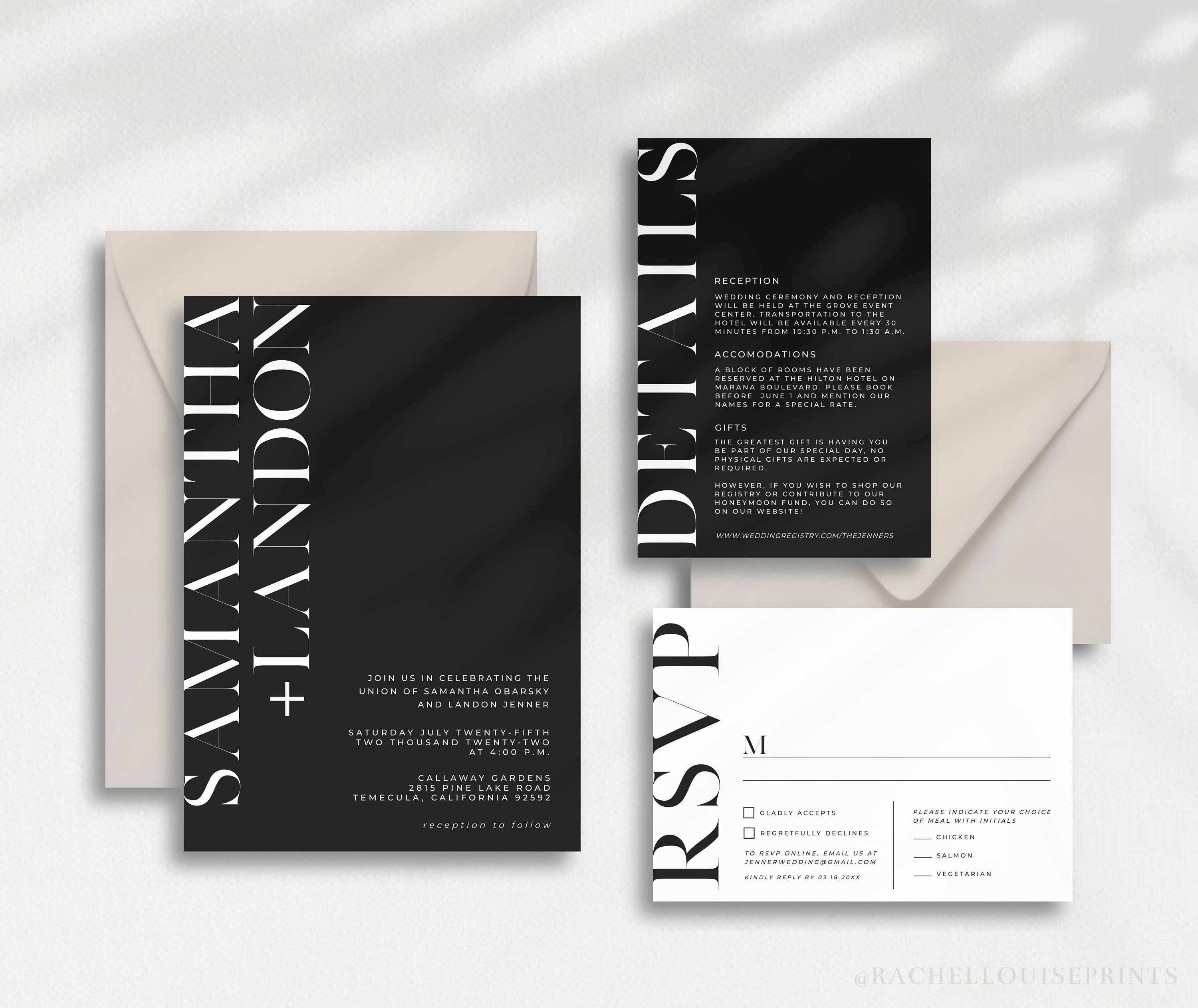MANHATTAN Black Modern Wedding Invitation Printable Wedding - Etsy