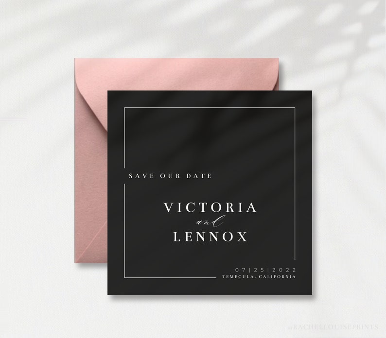 LUXE Modern Save the Date Modern Square Save the Date Modern Black Save ...