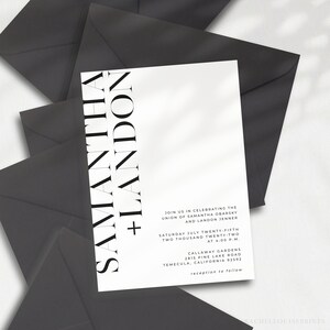 MANHATTAN Modern White Wedding Invitation Printable Wedding Invitation ...