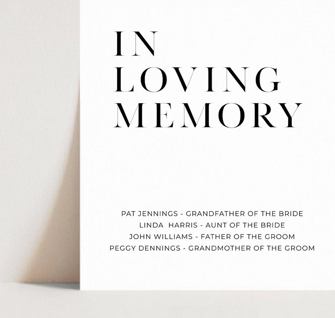 In Loving Memory Names Sign in Loving Memory Sign Custom Names in ...