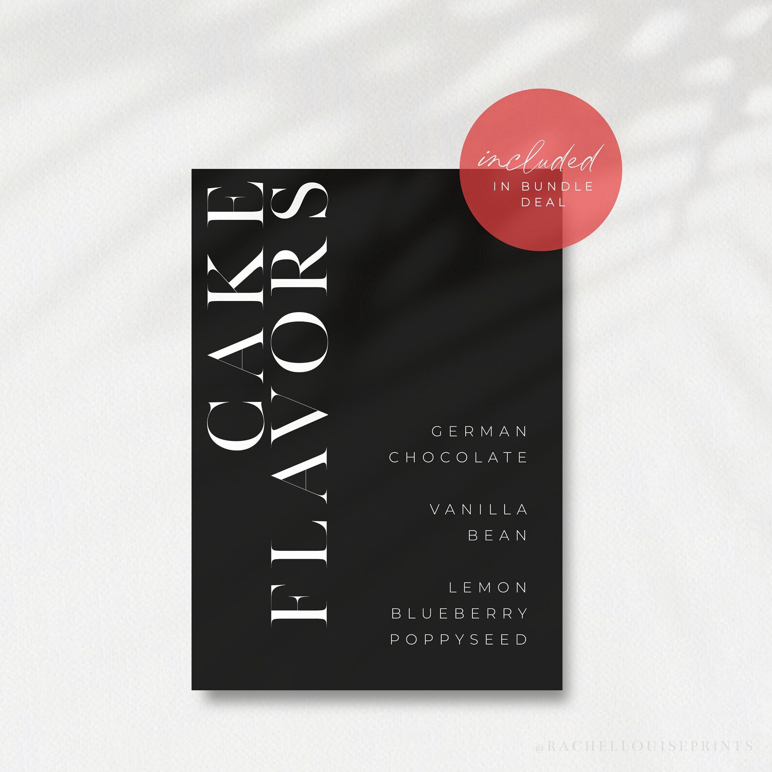 Modern Cake Flavors Printable Custom Cake Sign Modern Black Cake Sign ...