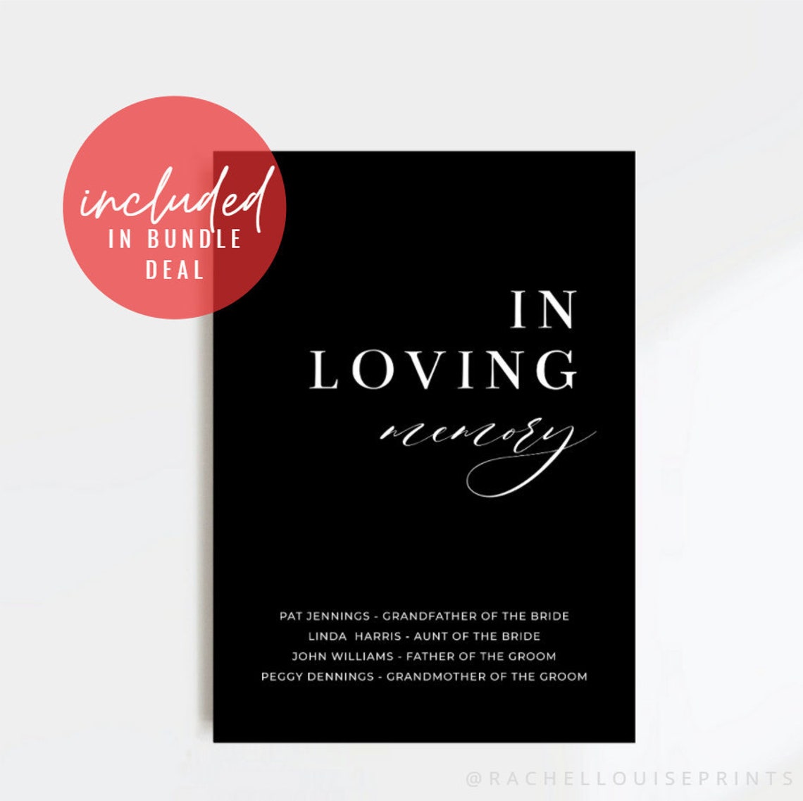 In Loving Memory Print in Loving Memory Sign Custom Names in Loving ...