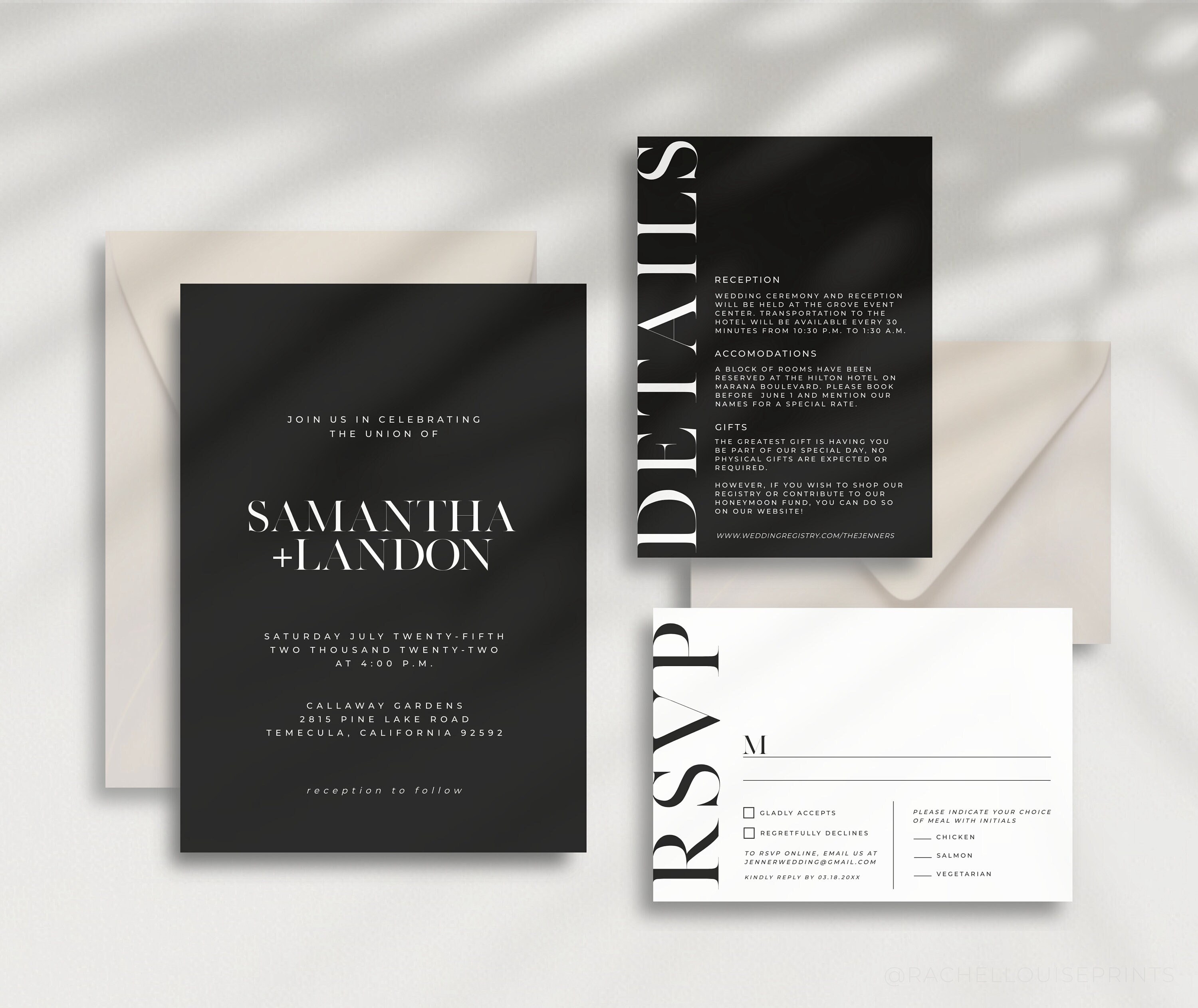 MANHATTAN Modern Black Wedding Invitation Printable Wedding - Etsy