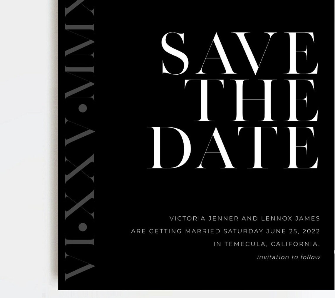 Modern Black Save The Date Template Edgy Black Save The Date Etsy