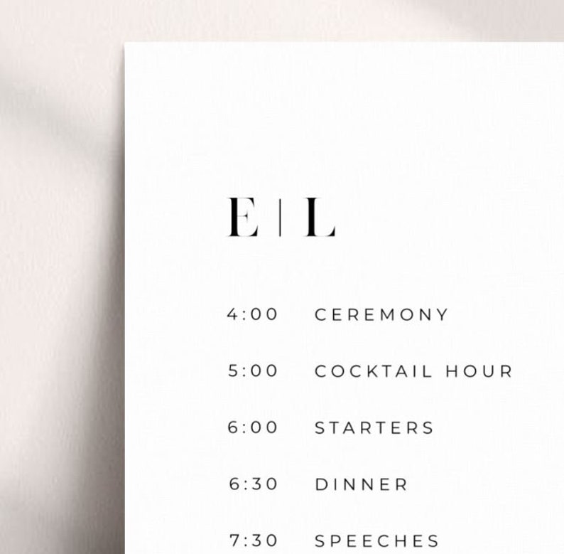 Modern Order of Events Sign Modern Order of Events Template Modern ...