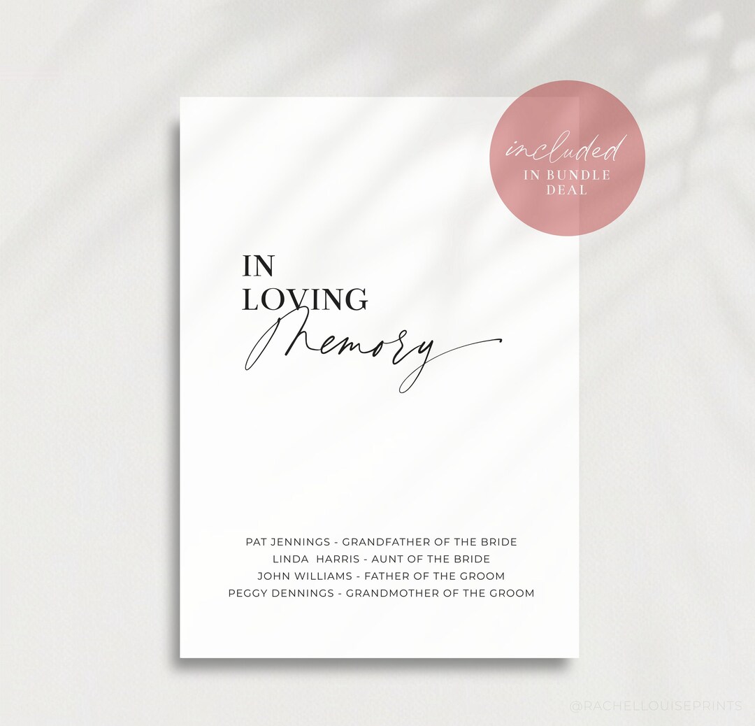 Custom in Loving Memory Sign in Loving Memory Printable Remembrance ...