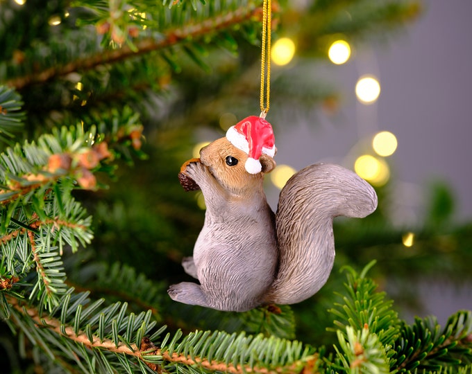 Squirrel Christmas Ornament - Woodland Animal Resin Figurine - Etsy