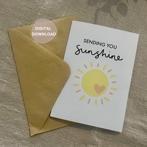 Sending You Sunshine Card. Sending You Sun Printable. Digital Cards ...