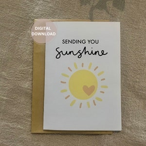 Sending You Sunshine Card. Sending You Sun Printable. Digital Cards ...