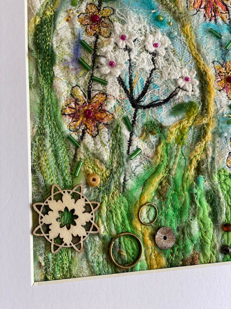 WILD FLOWER Original Textile/mixed Media Artwork - Ready to Frame ...