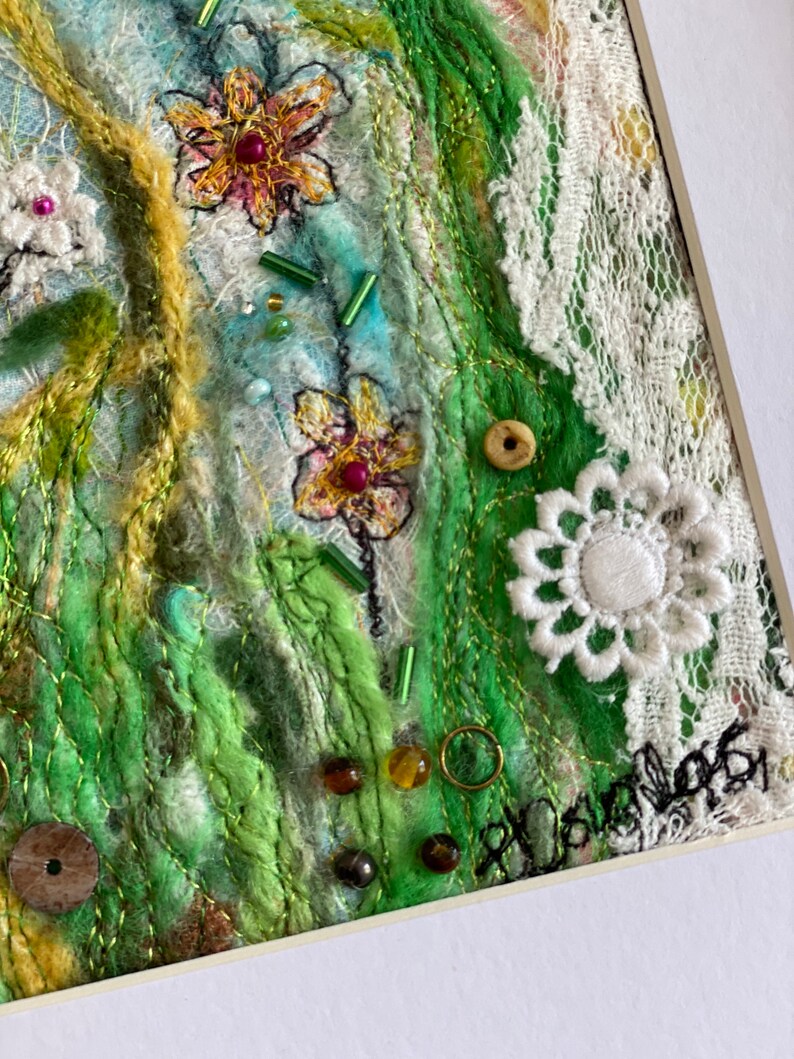 WILD FLOWER Original Textile/mixed Media Artwork - Ready to Frame ...