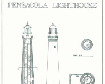 Lighthouse blueprint | Etsy