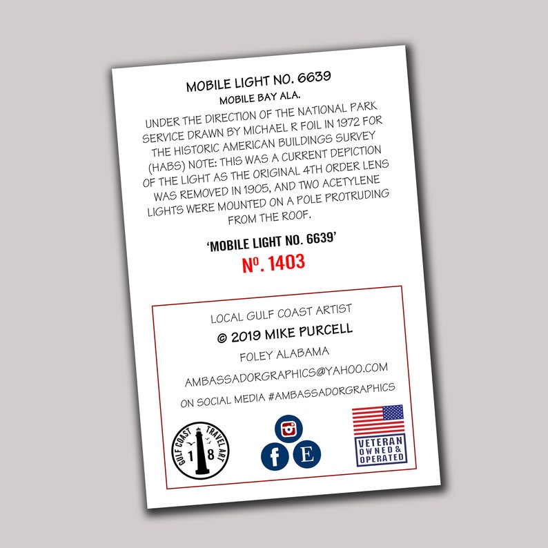 Middle Bay Light Mobile Bay Alabama Blueprint - Etsy