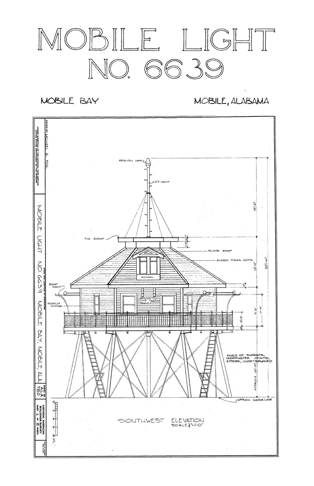 Middle Bay Light - Mobile Bay Alabama Blueprint - Etsy
