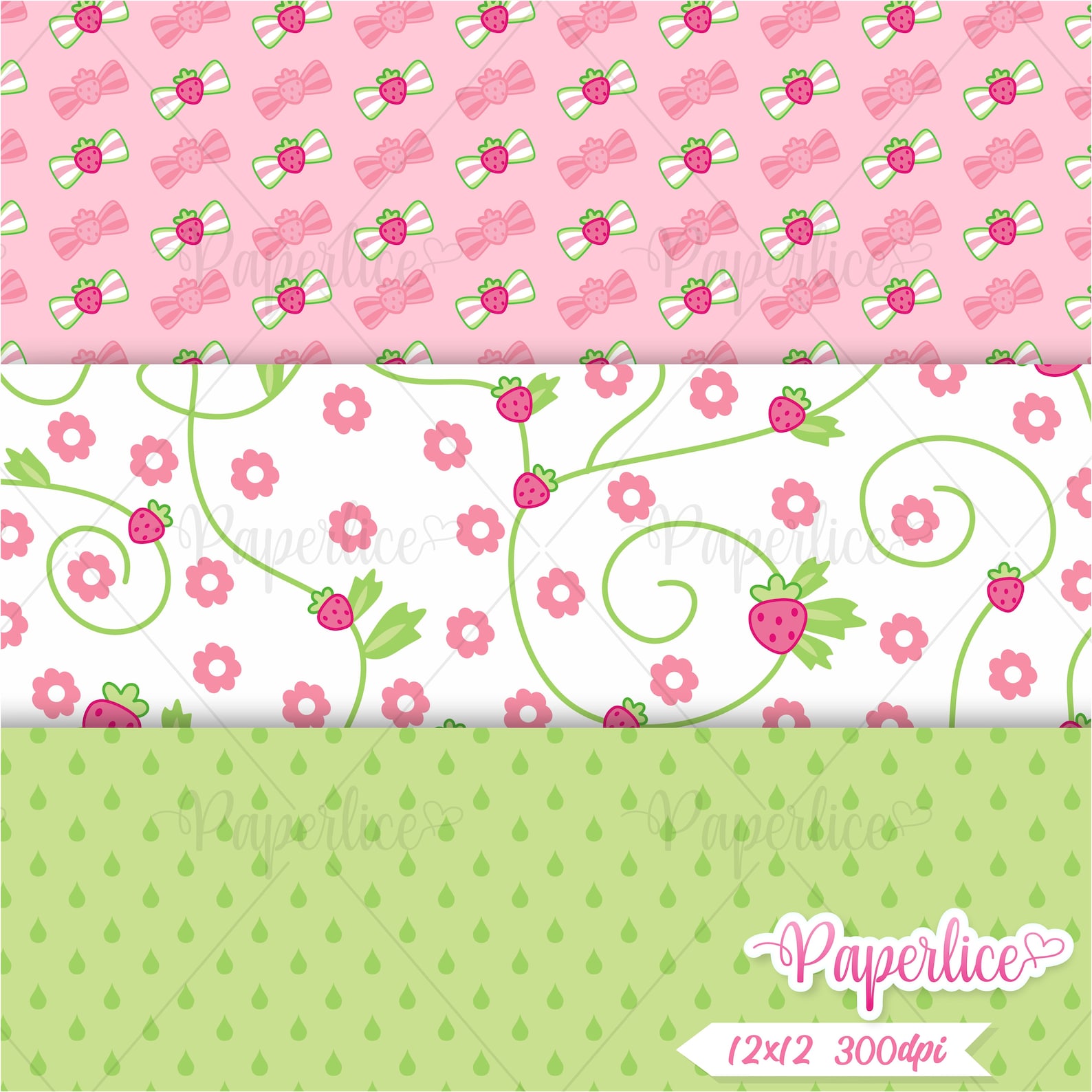 Strawberry Digital Paper Kit Digital - Etsy