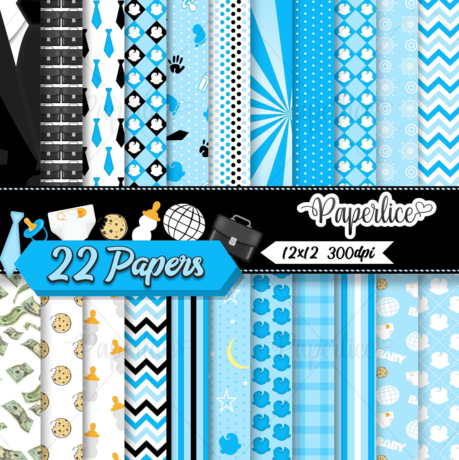 Baby Boy Digital Paper - Etsy