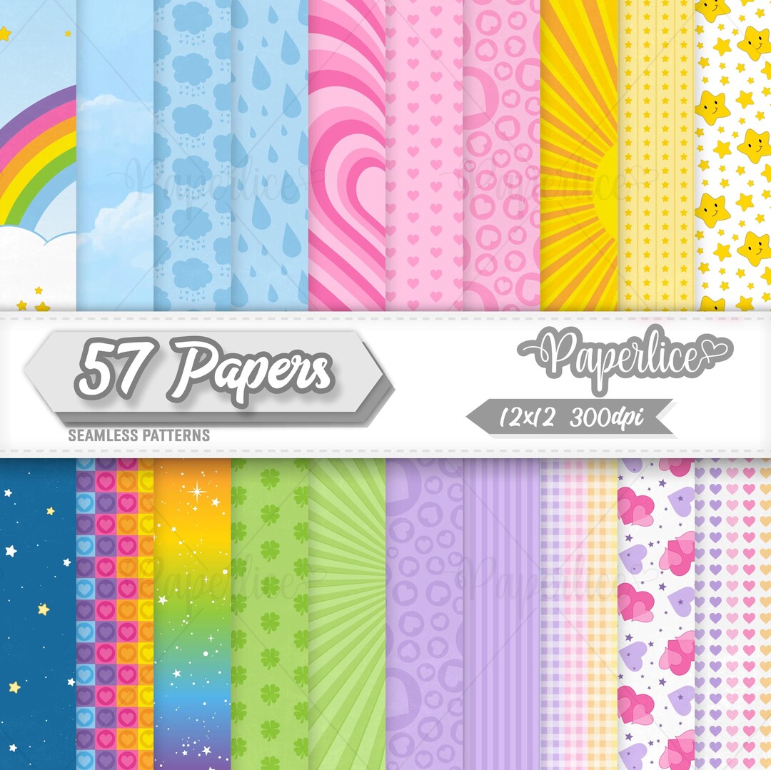 Bright Hearts Digital Paper - Etsy