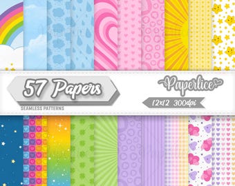 Bright Hearts Digital Paper - Etsy
