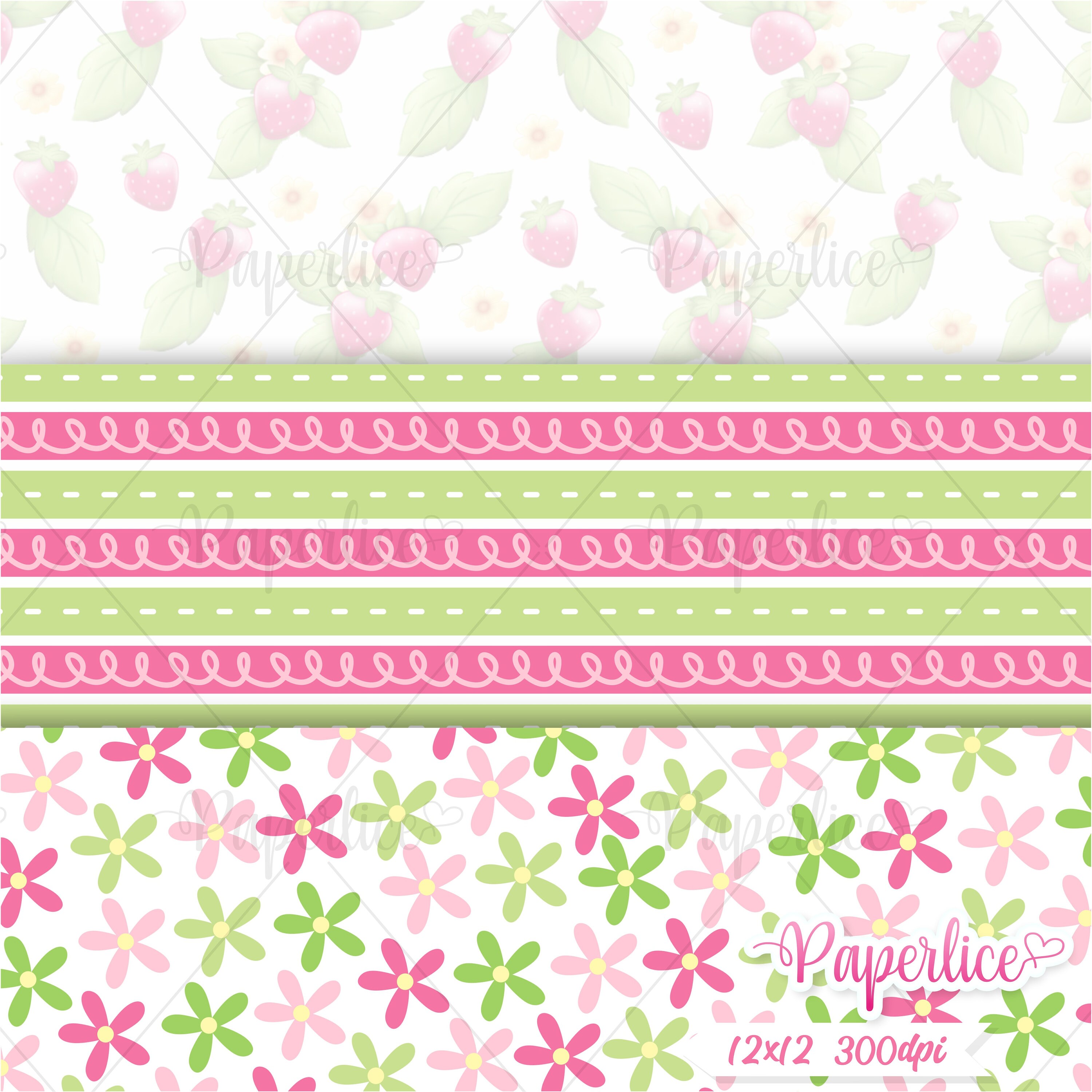Strawberry Digital Paper Kit Digital - Etsy