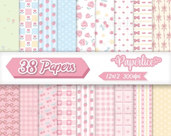 Kawai Kitty Digital Paper - Etsy