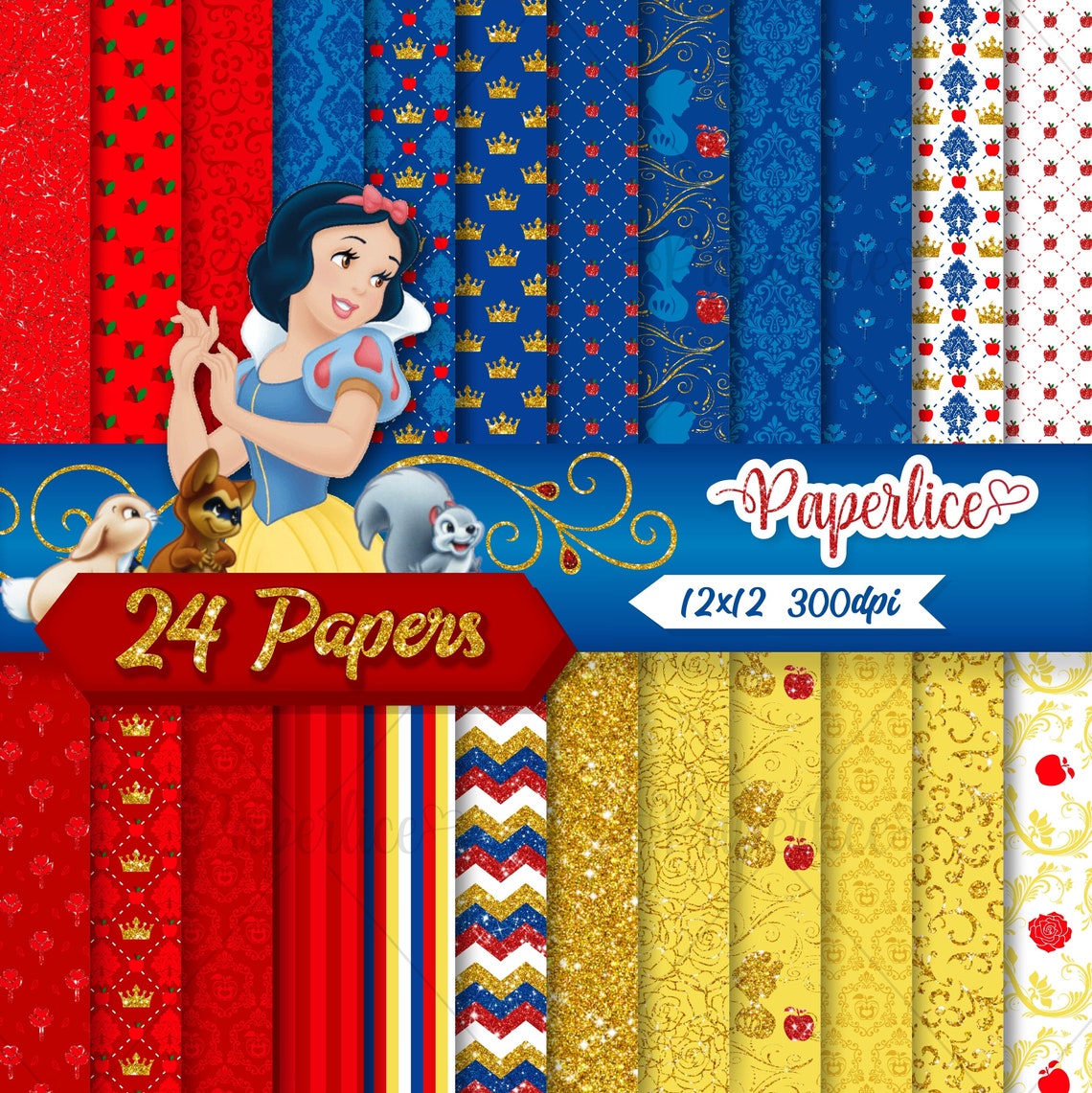 Snow White Digital Paper Kit Digital | Etsy