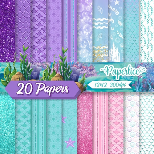 Mermaid Digital Paper - Etsy