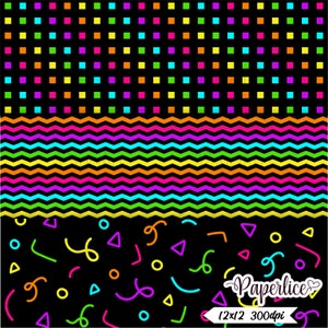 Neon Colors Digital Paper, Bright Colors Scrapbook Paper, Rainbow Paper ...