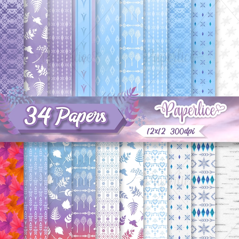 Ice Frozen 2 Digital Paper - Etsy