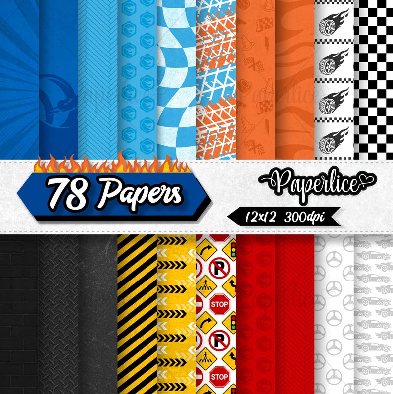 Turbo Racers Digital Paper - Etsy